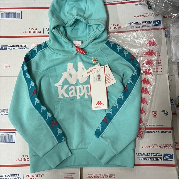 Kappa | Shirts & Tops | Kappa Blue Hoodie Sweatshirt With Logo And Trim ...
